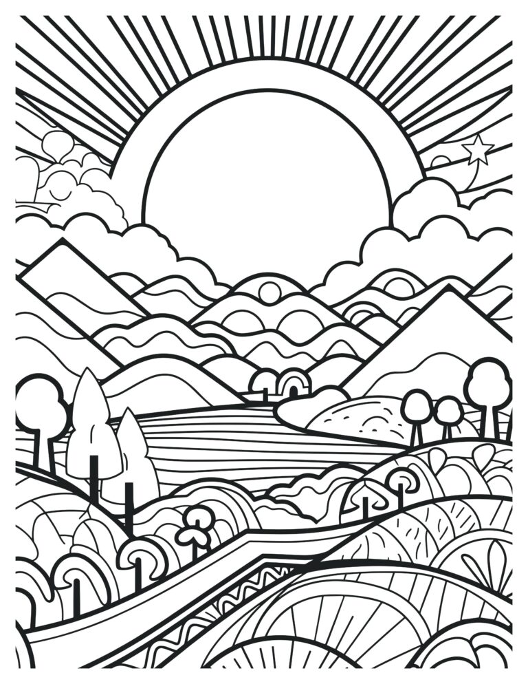 Dazzling Sunset Coloring Pages - Free Printable Art for Kids