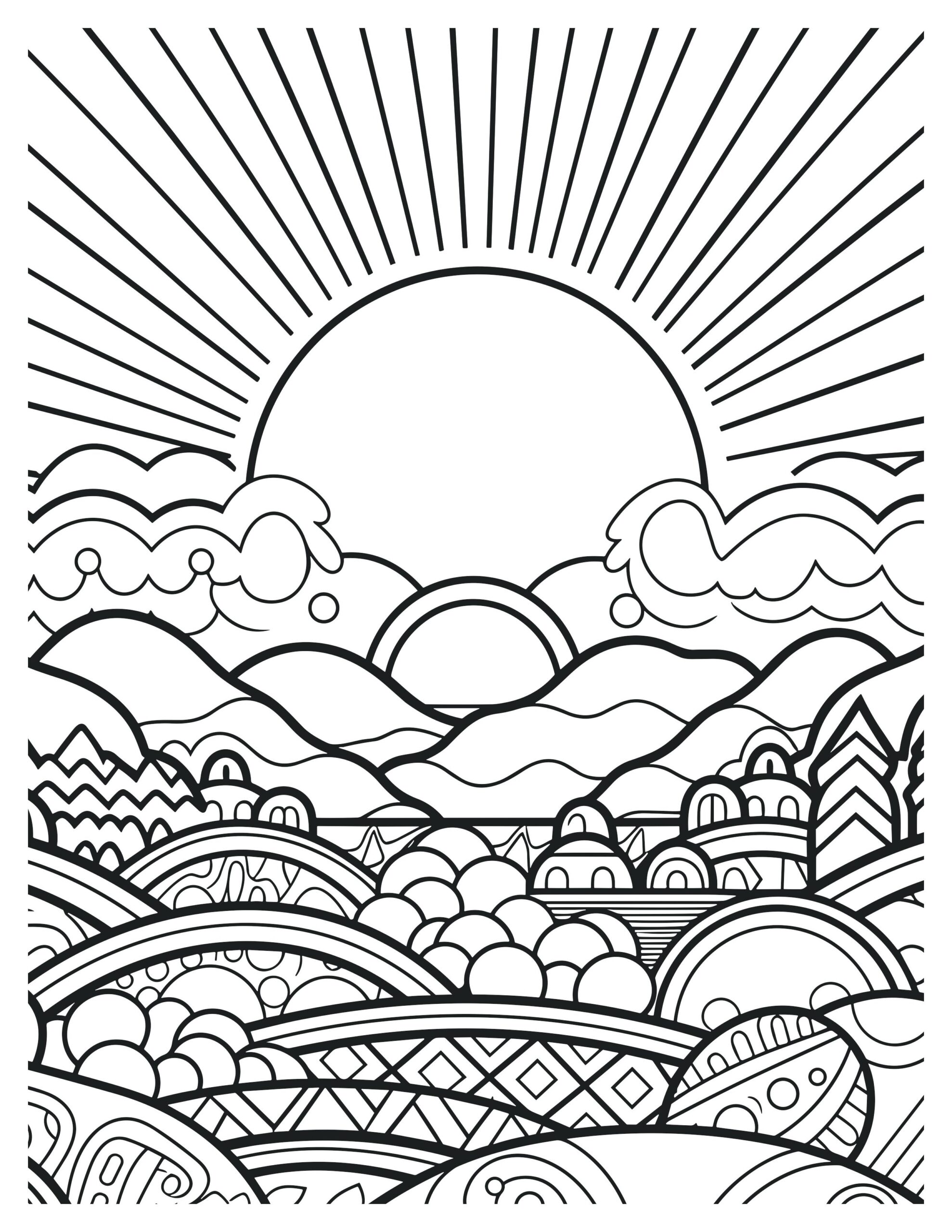 Dazzling Sunset Coloring Pages - Free Printable Art for Kids