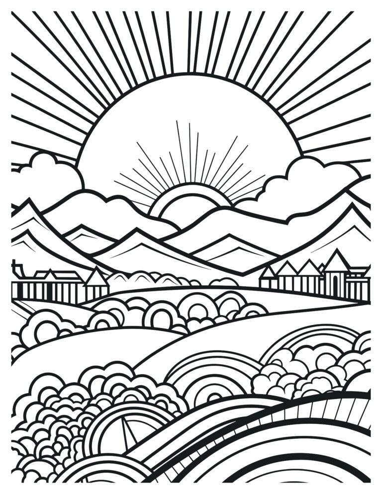 Dazzling Sunset Coloring Pages - Free Printable Art for Kids