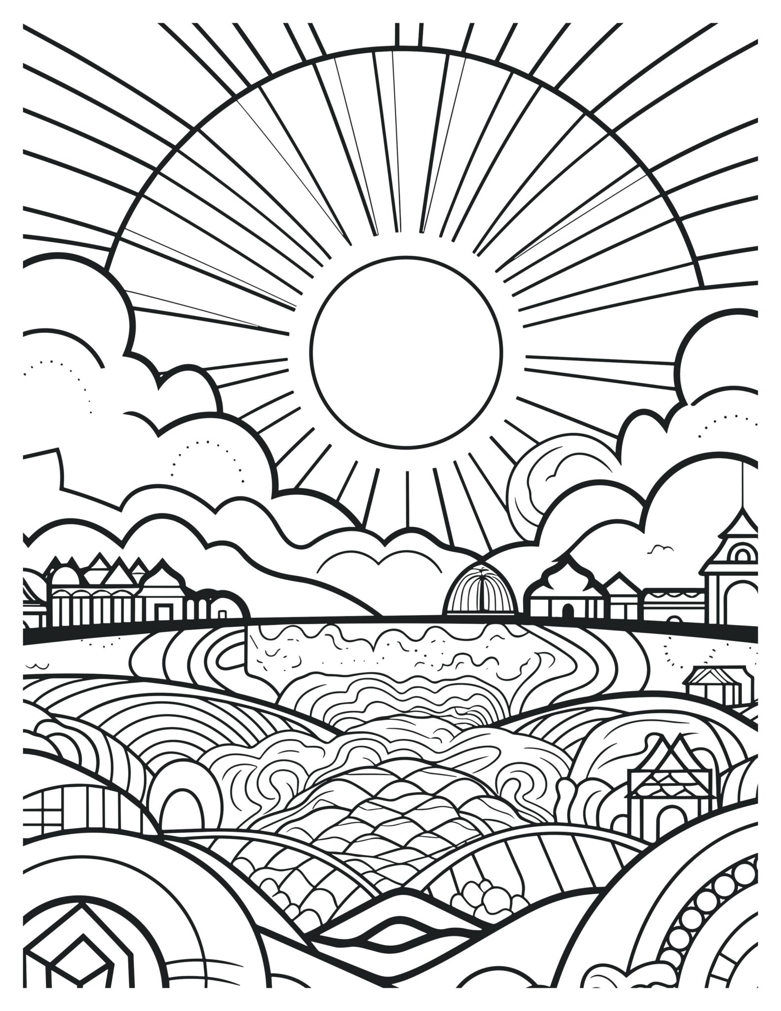 Dazzling Sunset Coloring Pages - Free Printable Art for Kids