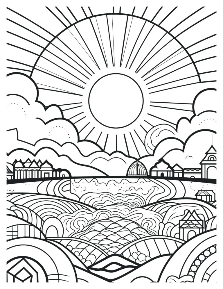 Dazzling Sunset Coloring Pages - Free Printable Art for Kids