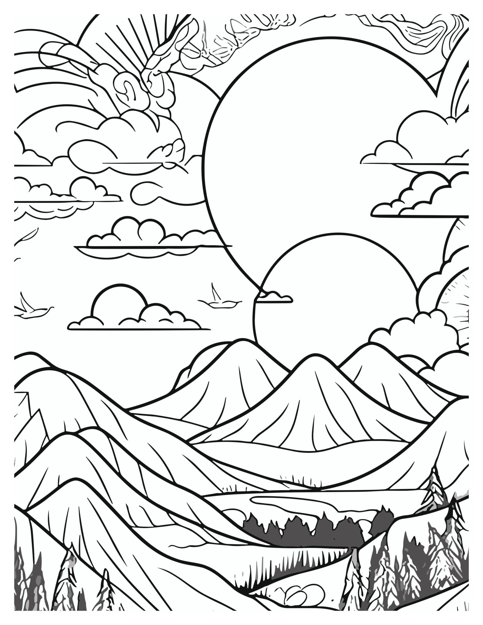 Dazzling Sunset Coloring Pages - Free Printable Art for Kids