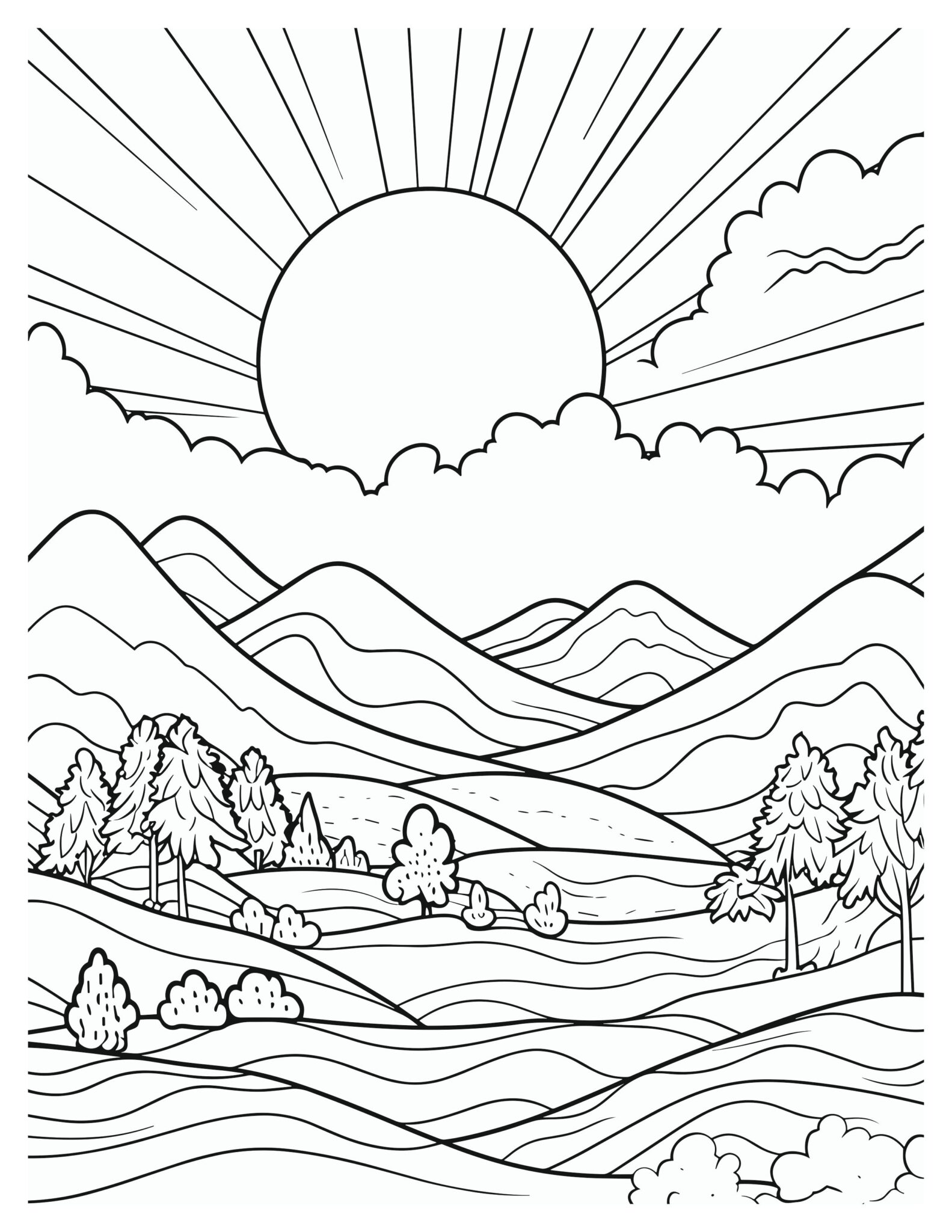 Dazzling Sunset Coloring Pages - Free Printable Art for Kids