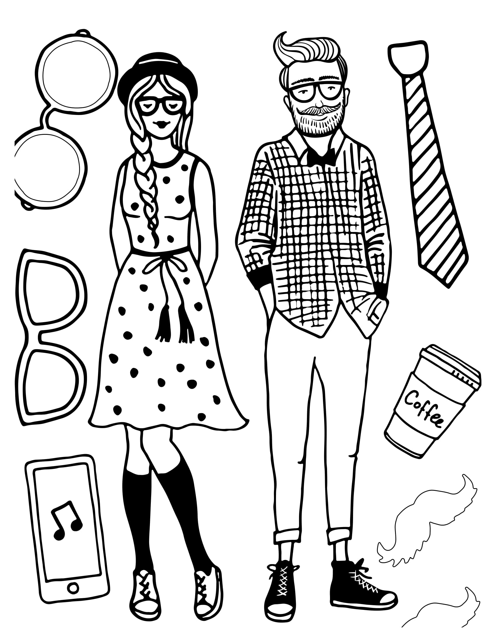 Funky 70s Coloring Pages Groovy Retro Art for All Ages
