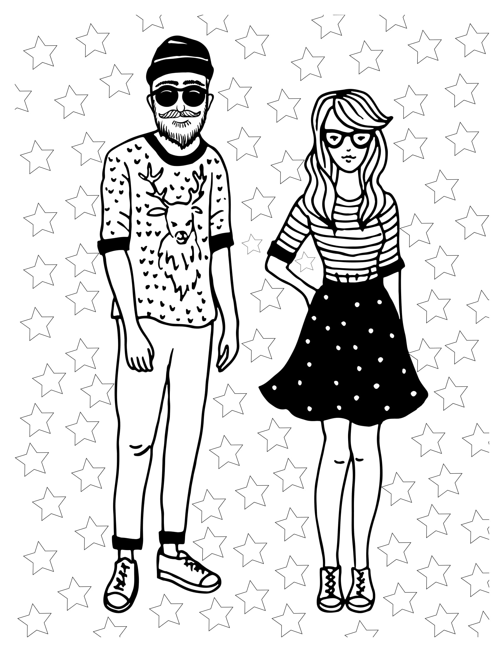 Funky 70s Coloring Pages Groovy Retro Art for All Ages