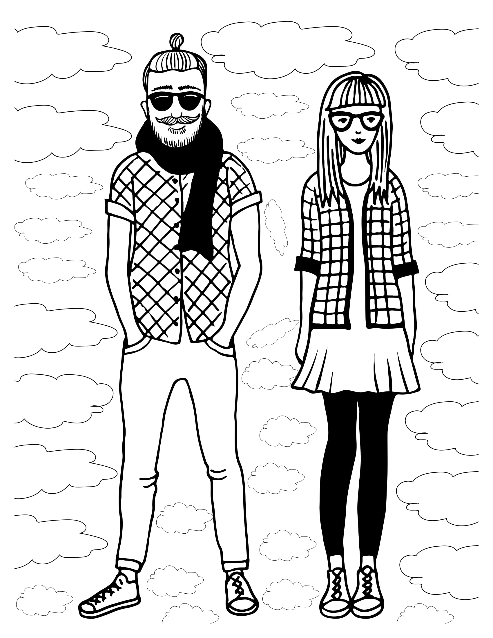 Funky 70s Coloring Pages Groovy Retro Art for All Ages