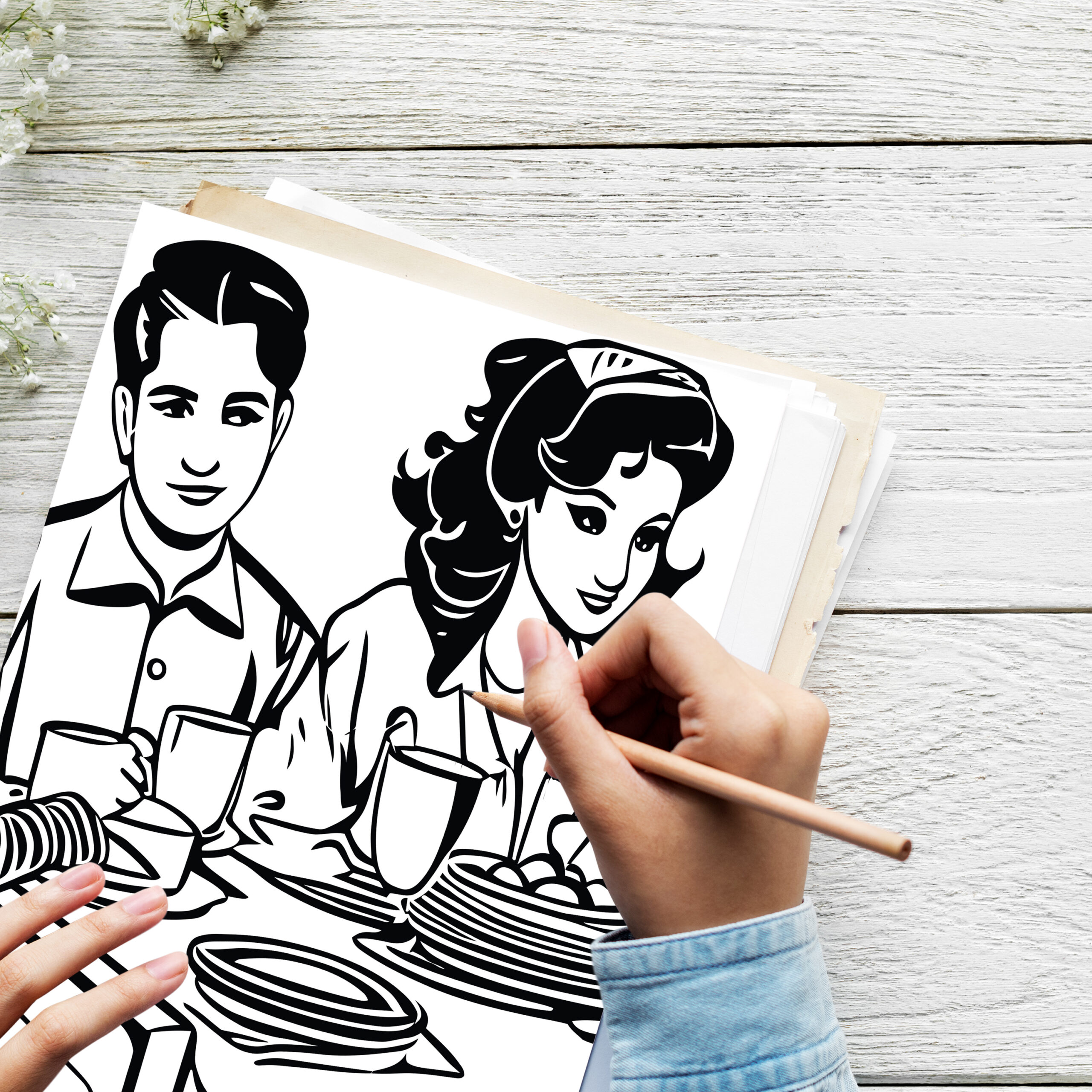 Nostalgic 50s Coloring Pages Free Retro Printables for All Ages