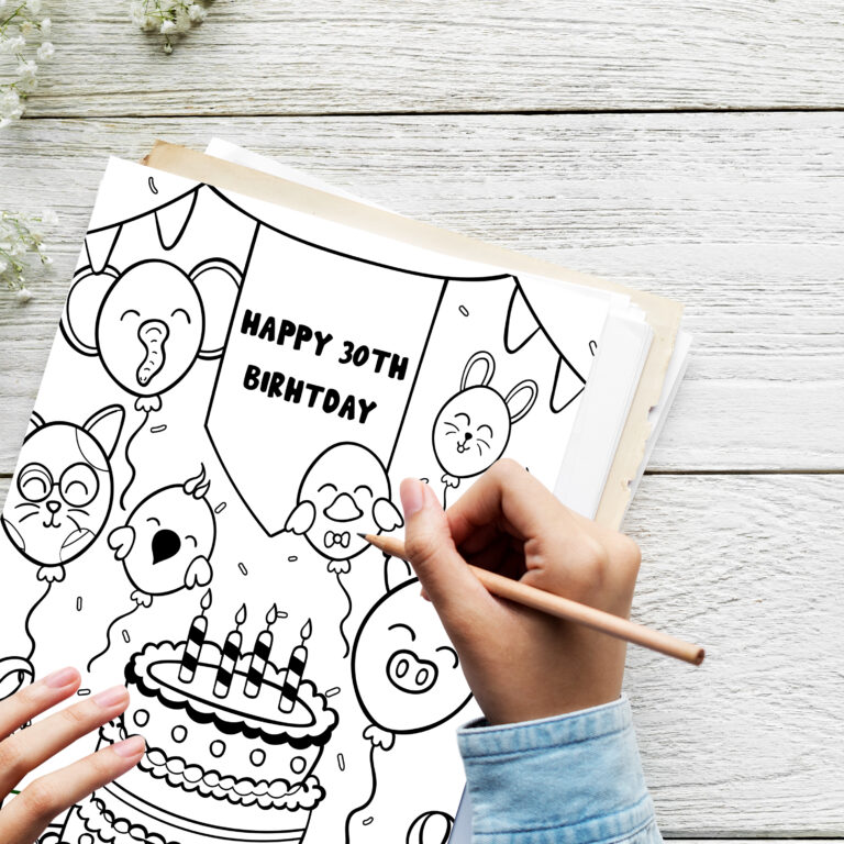 30th Birthday Coloring Pages - Printable Birthday Coloring Sheets