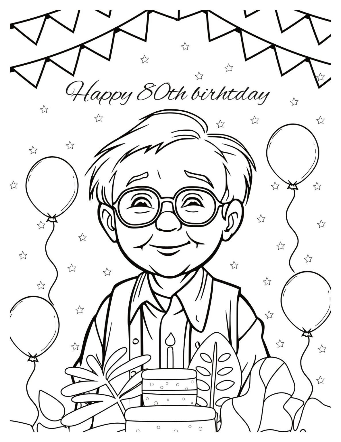 80th Birthday Coloring Pages for All Ages | Free Printables
