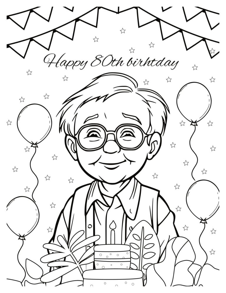 80th Birthday Coloring Pages for All Ages | Free Printables