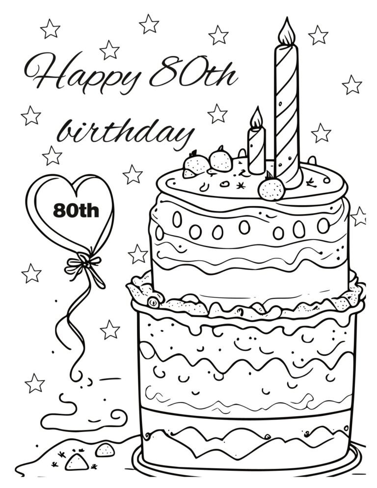 80th Birthday Coloring Pages for All Ages | Free Printables