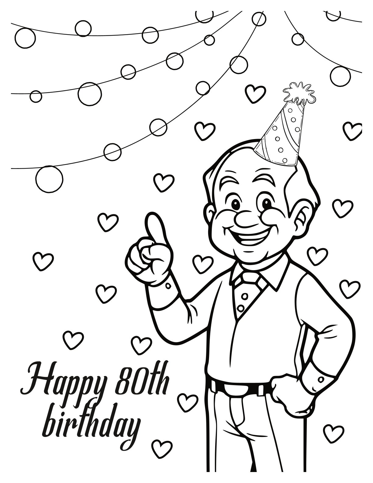 80th Birthday Coloring Pages for All Ages | Free Printables