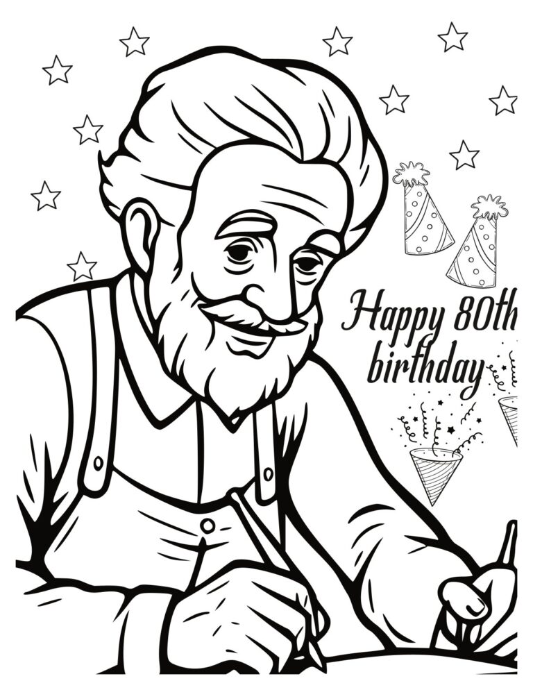 80th Birthday Coloring Pages for All Ages | Free Printables