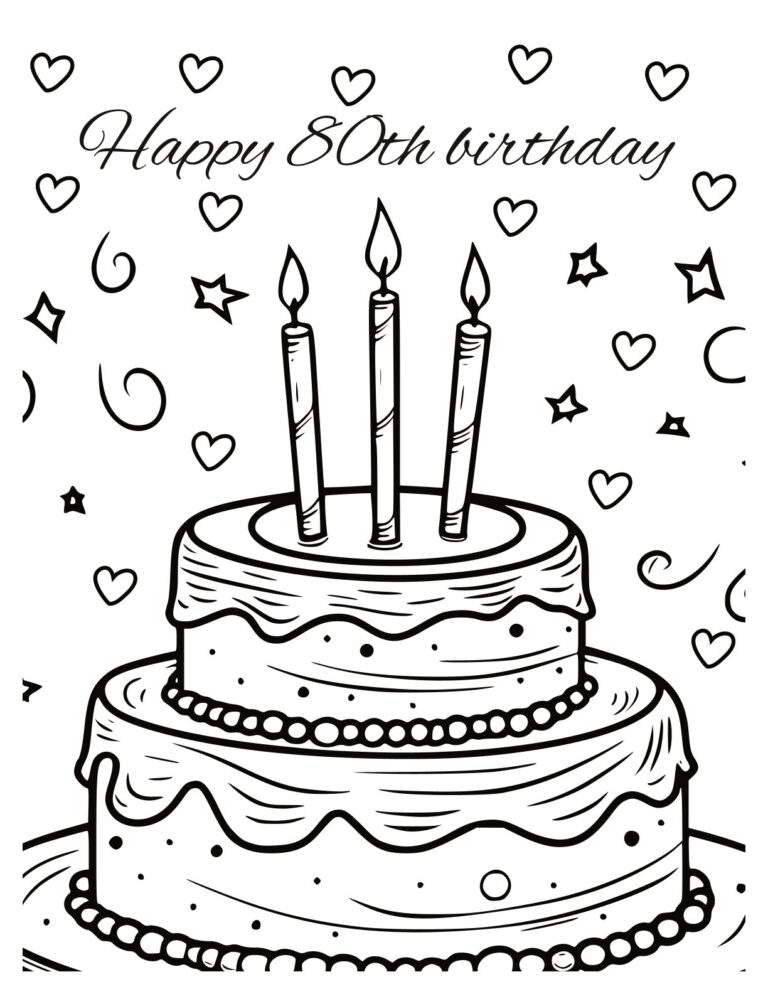 80th Birthday Coloring Pages for All Ages | Free Printables