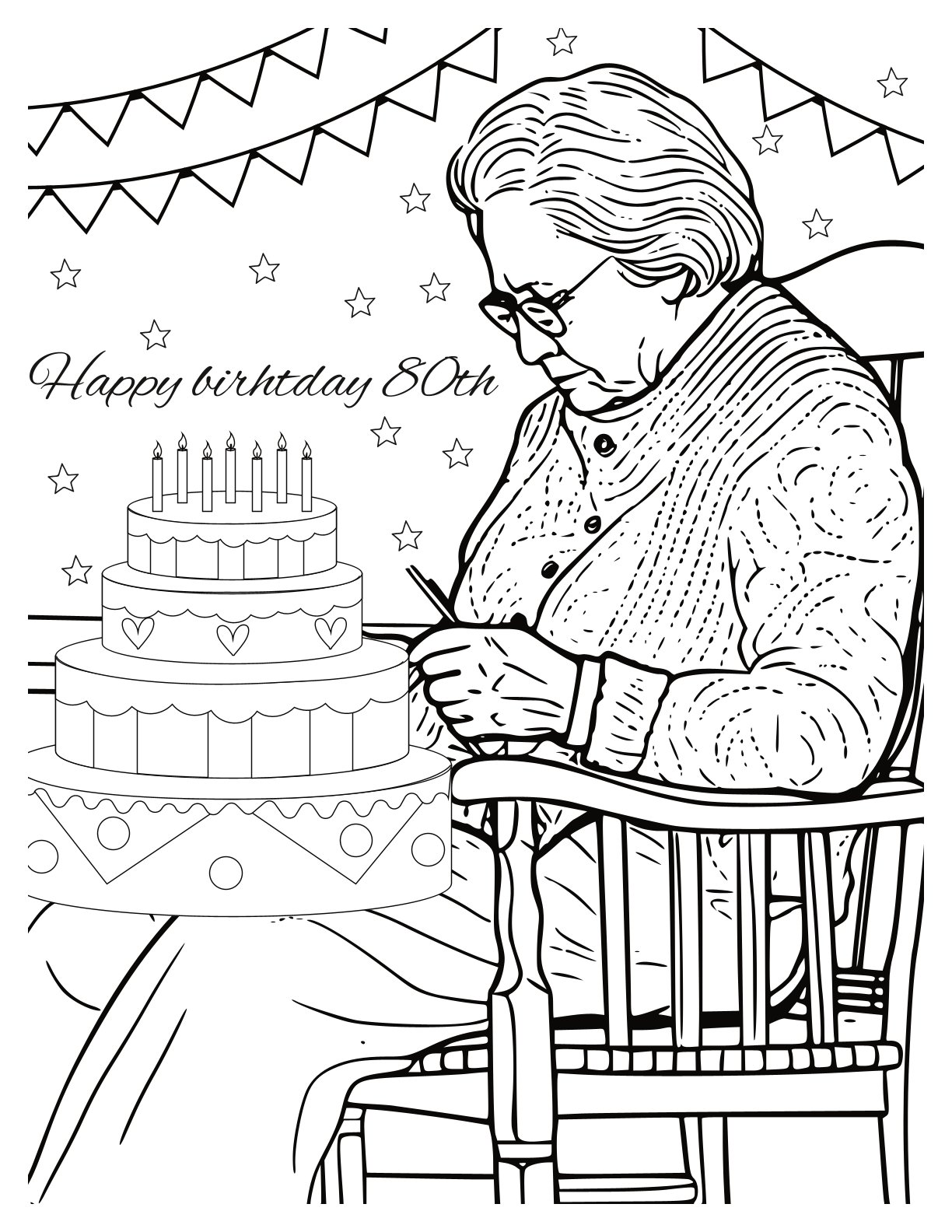80th Birthday Coloring Pages for All Ages | Free Printables