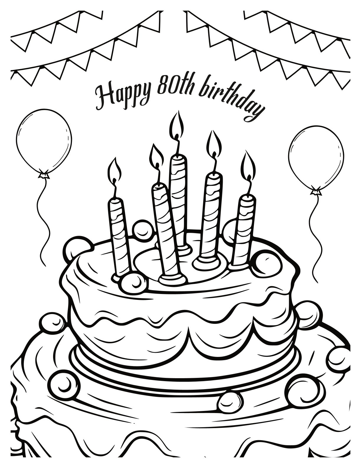 80th Birthday Coloring Pages for All Ages | Free Printables