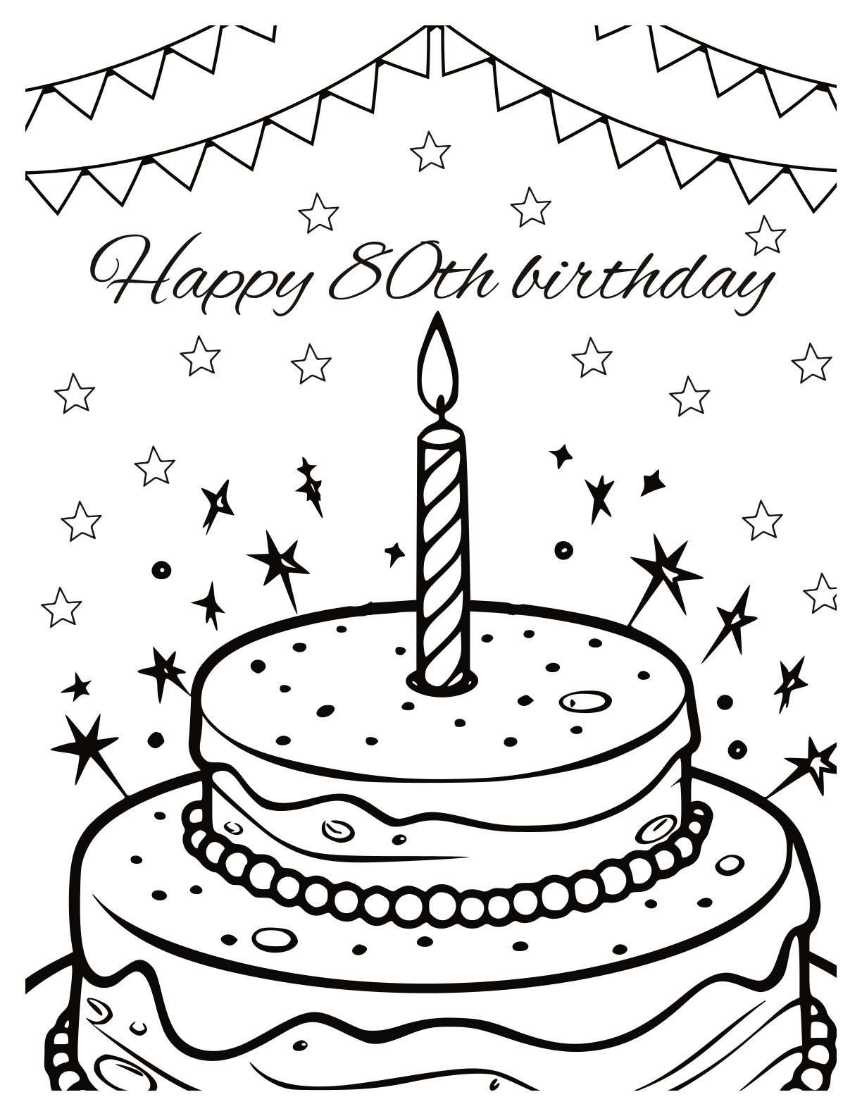 80th Birthday Coloring Pages for All Ages | Free Printables