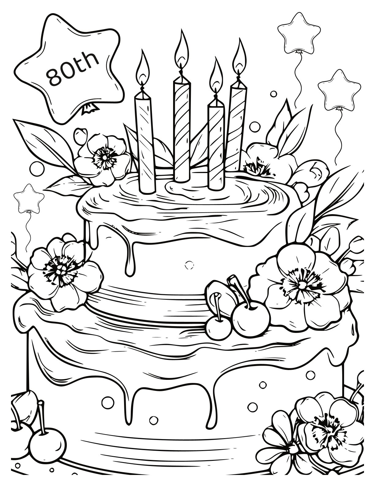 80th Birthday Coloring Pages for All Ages | Free Printables